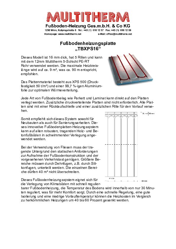 Fußbodenheizungsplatte - Multitherm